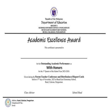 Sample Academic Excellence Award - DepEd.docx