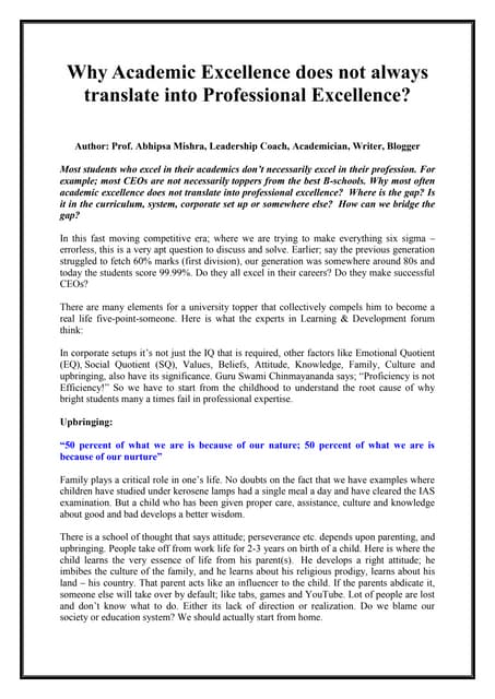 Academic Excellence Award | PDF