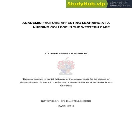 Academic Factors Affecting Learning At A Nursing College In The Western ...
