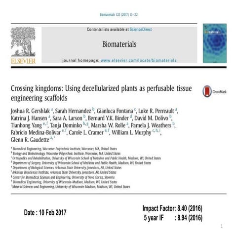 Crossing kingdoms-Using decellularized plants as perfusable tissue- | PPT