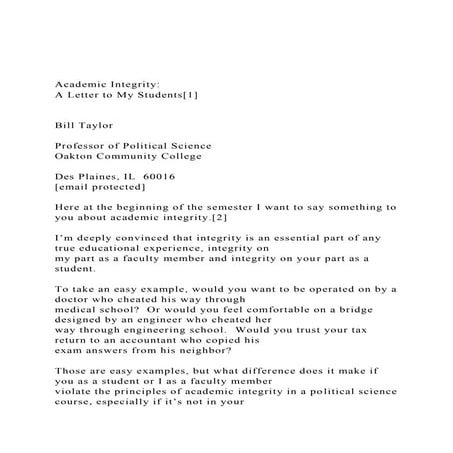 Academic Integrity A Letter to My Students[1] Bill T.docx