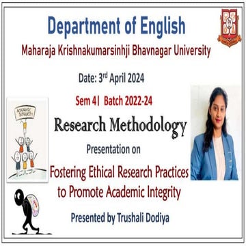 Ethical Concerns and Academic Integrity In Research Writing | PPTX