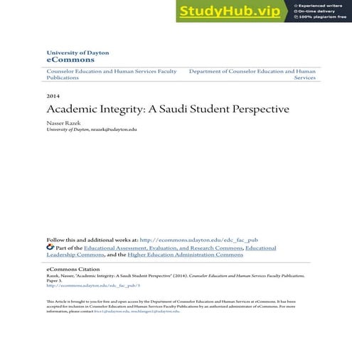 Academic Integrity A Saudi Student Perspective | PDF