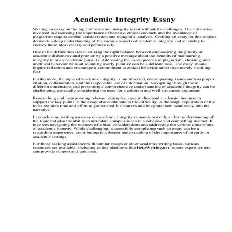 Academic Integrity Essay | PDF