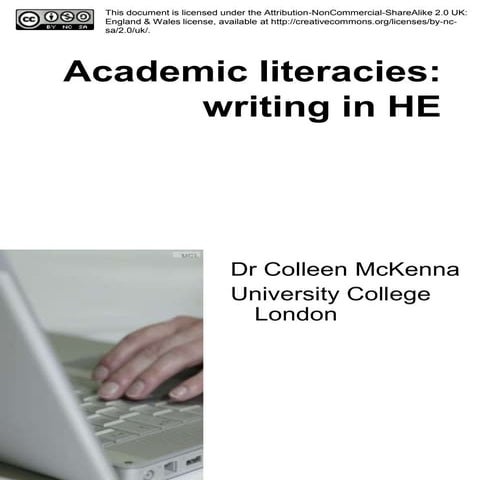 Academic Literacies: Writing in HE | PPTX