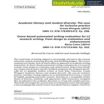 Academic Literacy And Student Diversity The Case For Inclusive Practice ...
