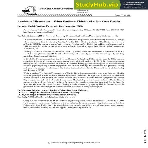 Academic Misconduct What Students Think And A Few Case Studies | PDF