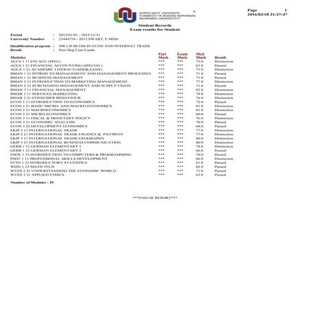 Academic record 2013 2015 | PDF