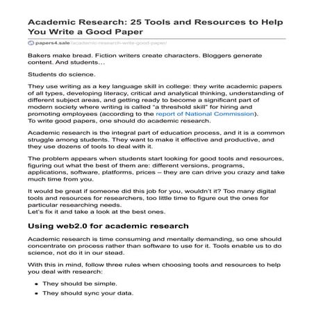 Academic Research: 25 Tools and Resources to Help You Write a Good ...