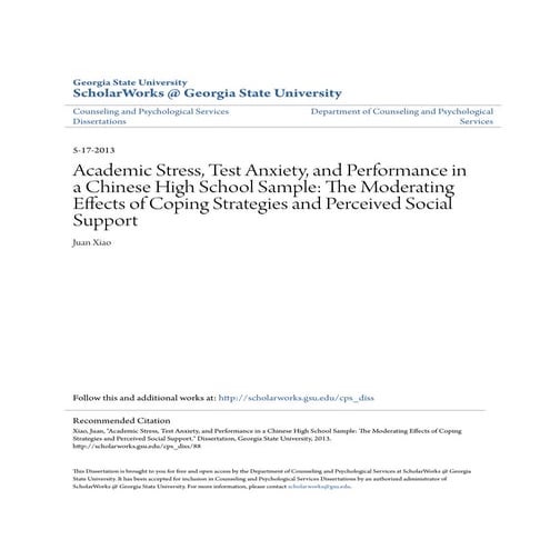 Academic stress test anxiety and performance in a chinese high | PDF