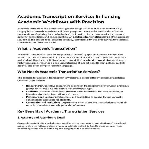 Academic Transcription Service: Enhancing Academic Workflows with ...