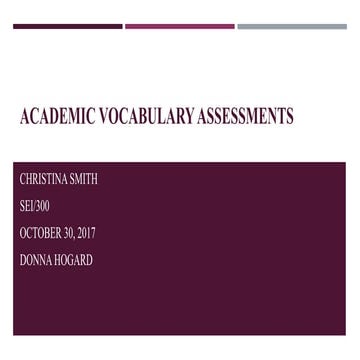 Academic Vocabulary Assessments - Christina Smith | PPTX