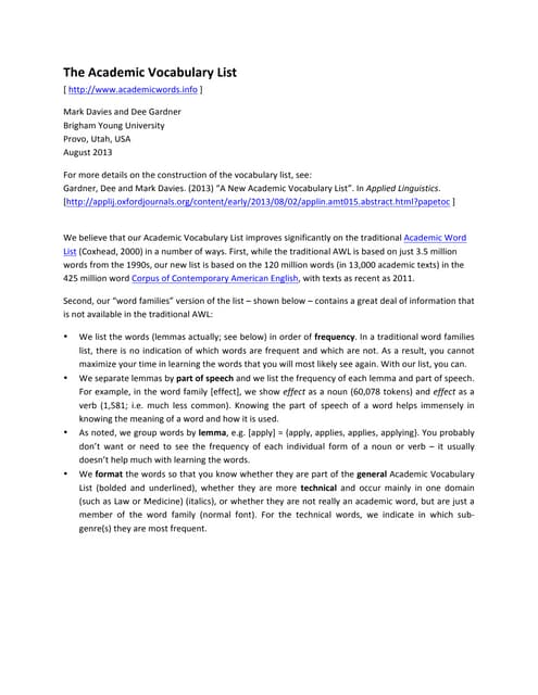 Academic vocabulary | PPT