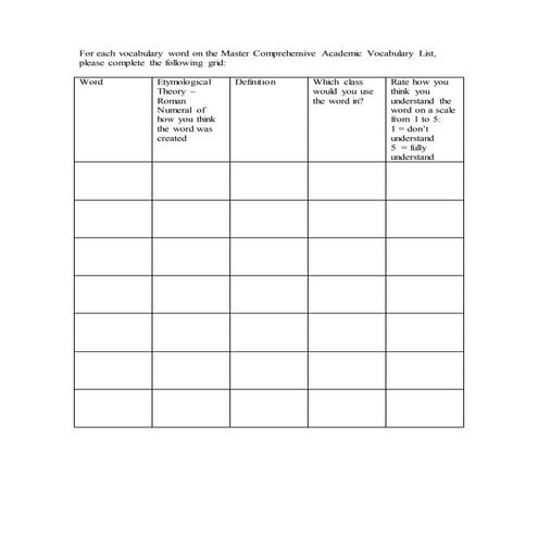 Academic Vocabulary Worksheet | DOCX | Education