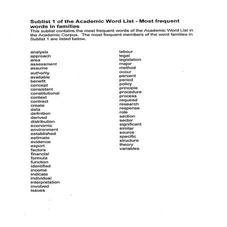 Academic word lists | PDF