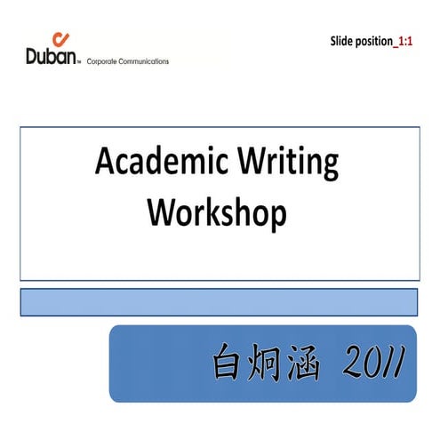 Academic Writing Workshop Fall 2011 | PDF | Desktop Publishing ...