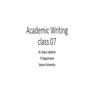 Academic Writing (Technical report writing ) class 07 | PPT