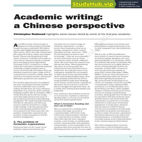 Academic Writing A Chinese Perspective | PDF