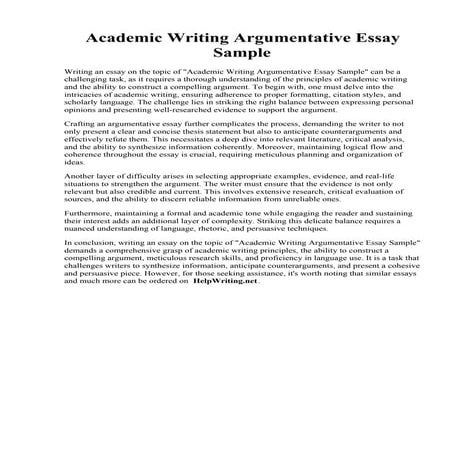 Academic Writing Argumentative Essay Sample | PDF