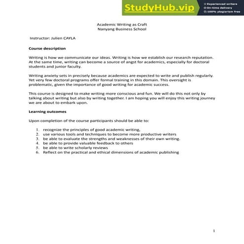 Academic Writing As Craft | PDF