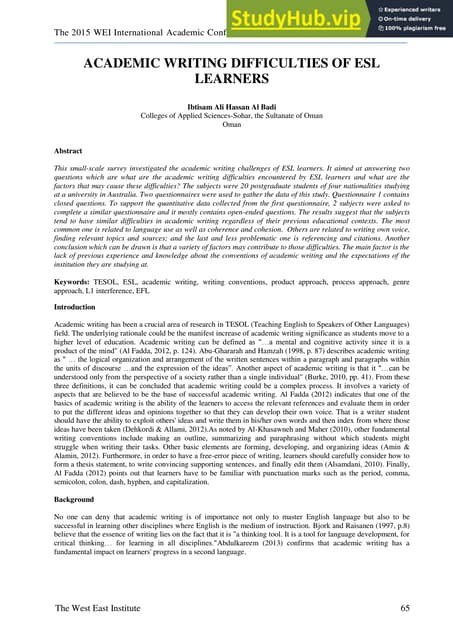 Academic Writing Challenges And Potential Solutions | PDF