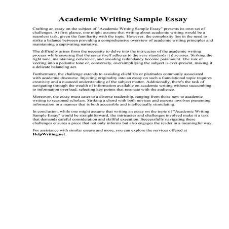 Academic Writing Sample Essay | PDF