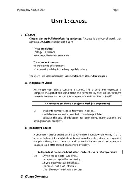 CLAUSES AND ITS TYPES | PPTX