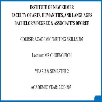 Academic Writing Skills 202 | PPT