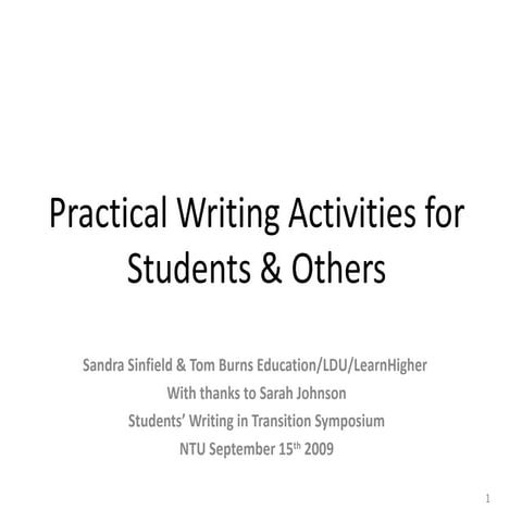 Academic writing workshop studentsv2 | PPT