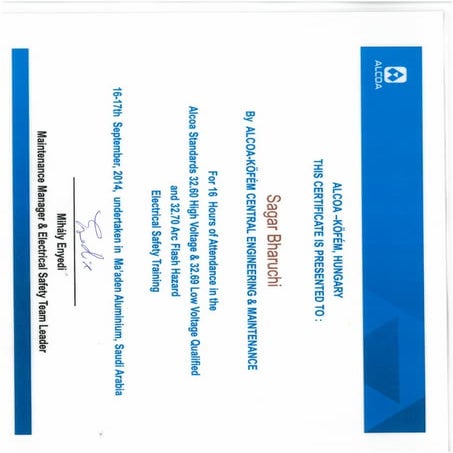 HV TRAINNING CERTIFICATE | PDF