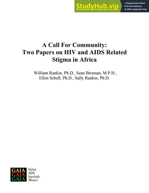 HIV Stigma in community HIV Stigma in community | PPTX