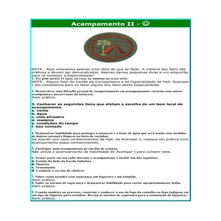 Acampamento ii | DOCX