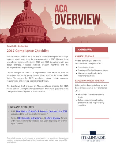 Health Care Reform 2015 Compliance Checklist | PDF