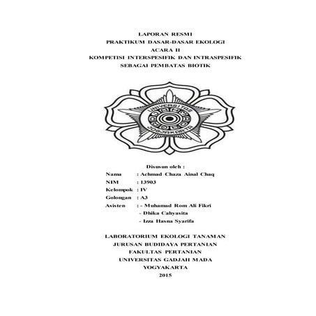 Acara 2 Praktikum Dasar-dasar Ekologi | DOCX