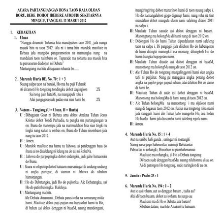 Acara partangiangan bona taon raja oloan | DOCX