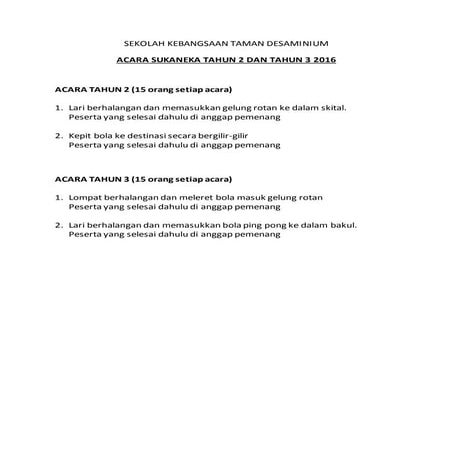 Acara sukaneka 2016 | DOCX