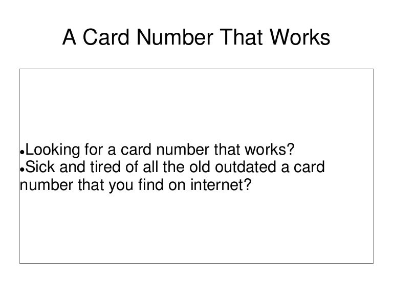 A card number that works