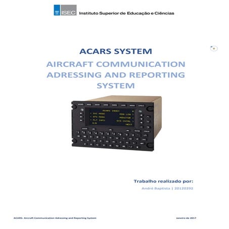 Sistema ACARS - Aircraft Communication adressing and reporting system ...