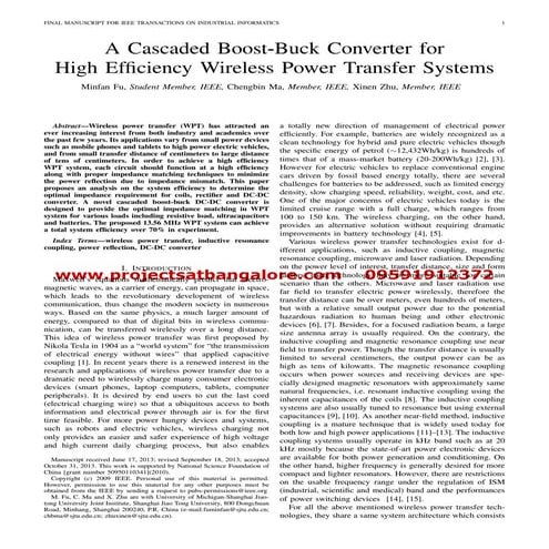 A Cascaded Boost-Buck Converter for High Efficiency Wireless Power Transfer Systems | PDF