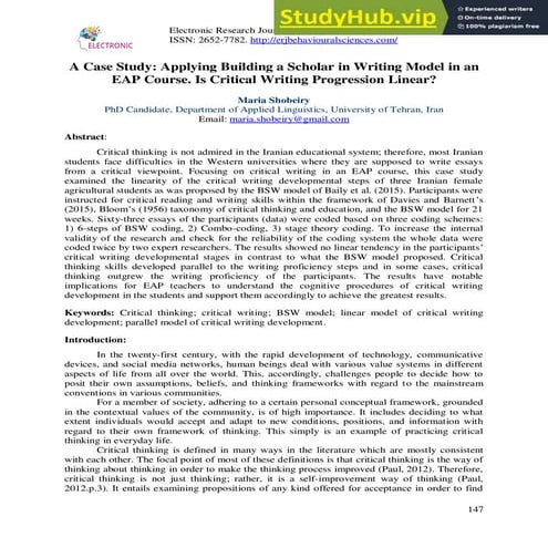 A Case Study Applying Building A Scholar In Writing Model In An EAP ...