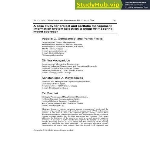 A Case Study For Project And Portfolio Management Information System ...