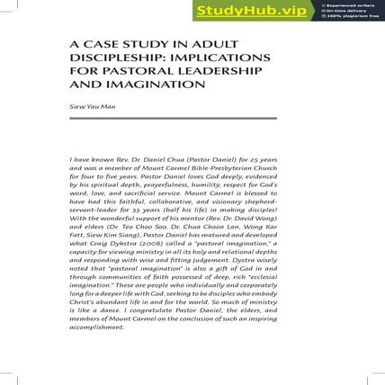 A Case Study In Adult Discipleship Implications For Pastoral Leadership ...
