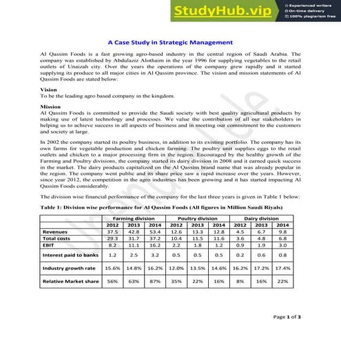 A Case Study In Strategic Management | PDF