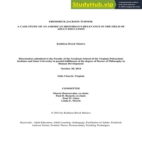 A Case Study of an American Historian s Relevance in the Field of Adult ...