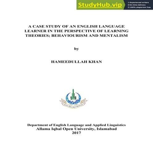 A CASE STUDY OF AN ENGLISH LANGUAGE LEARNER IN THE PERSPECTIVE OF ...