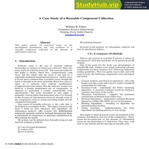 A Case Study Of A Reusable Component Collection | PDF | Programming Languages | Computing