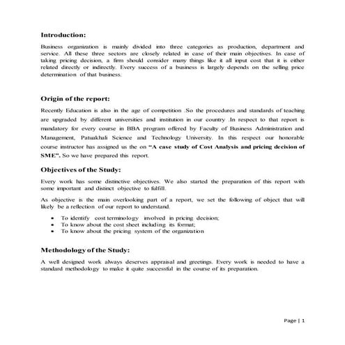 Case study on Cost Accounting | PDF