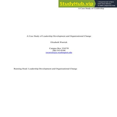 A Case Study Of Leadership Development And Organizational Change | PDF