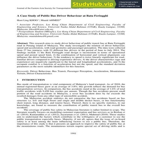 A Case Study Of Public Bus Driver Behaviour At Batu Feringghi | PDF ...