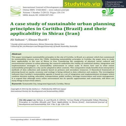 A Case Study Of Sustainable Urban Planning Principles In Curitiba ...